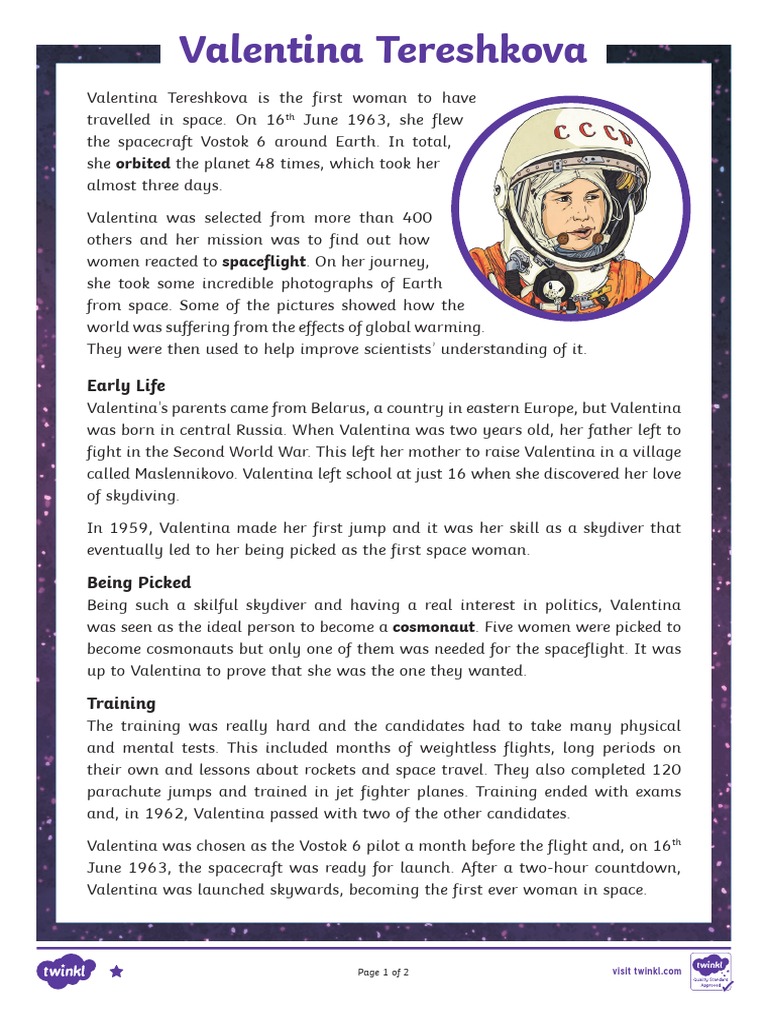 The Inspiring Journey of Valentina Tereshkova: The First Woman in Space ...