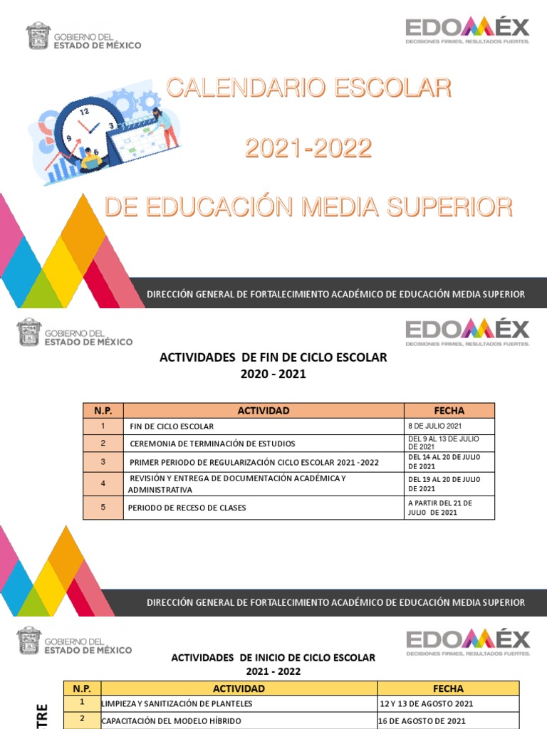 Dgfaems - Cronograma Calendario Escolar 21-22 | PDF