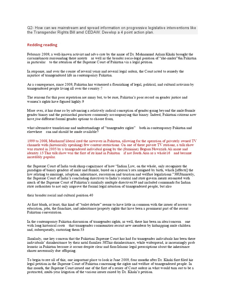 Mainstreaming Transgender Rights: A 4-Point Action Plan | PDF ...