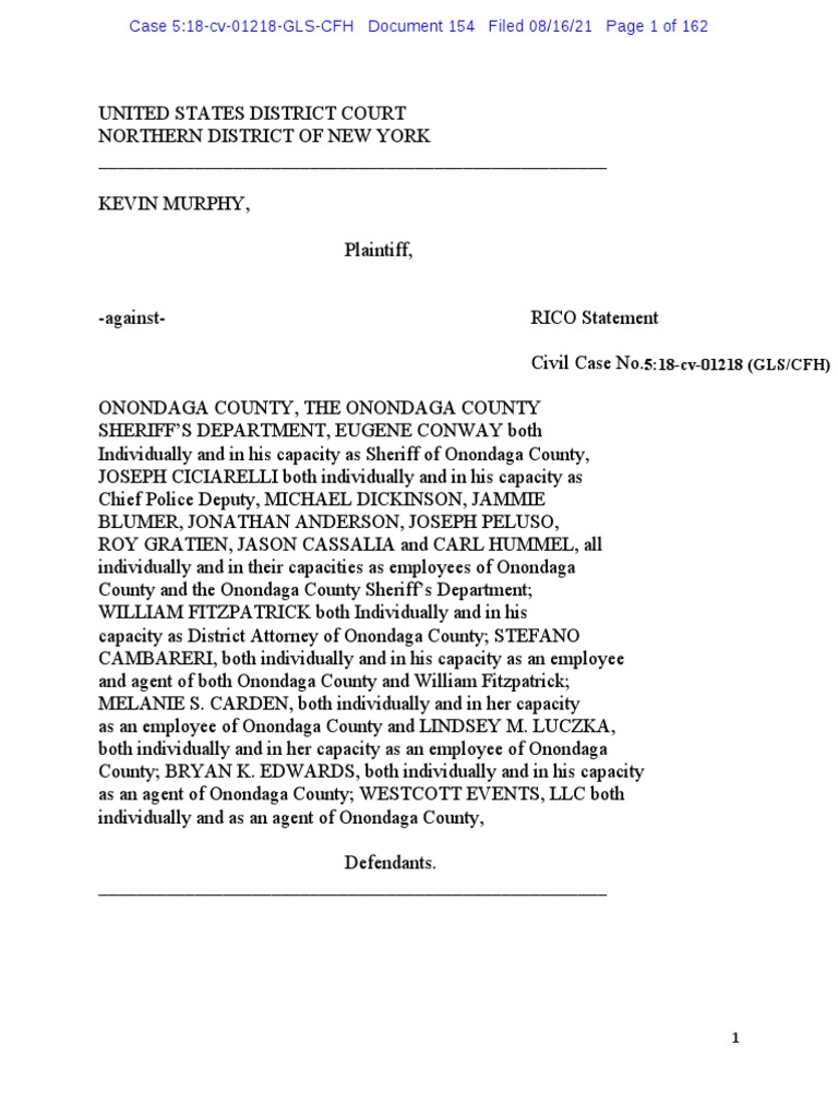 Murphy V DA William Fitzpatrick, Onondaga County (RICO) Statement (Doc ...