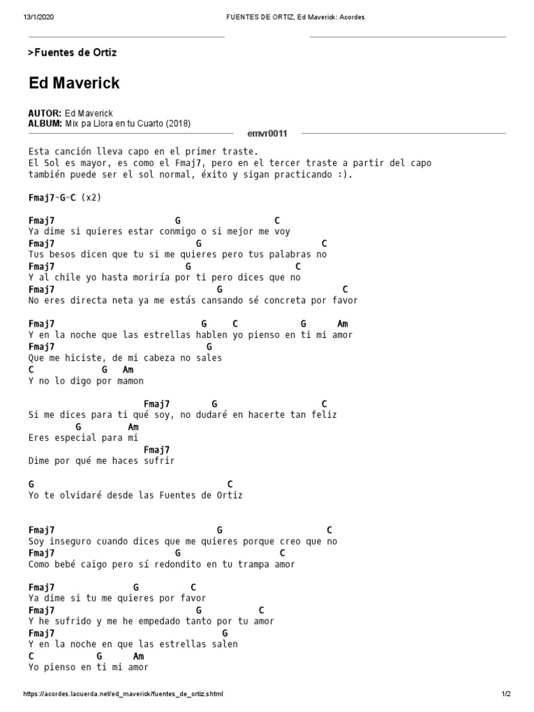 FUENTES DE ORTIZ, Ed Maverick - Acordes | PDF | Álbumes | Música grabada