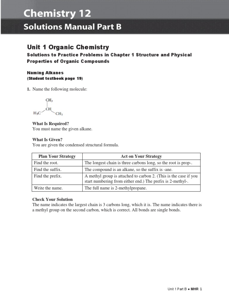Unit 1 Organic Chemistry: 1. Name The Following Molecule | PDF | Alkane ...