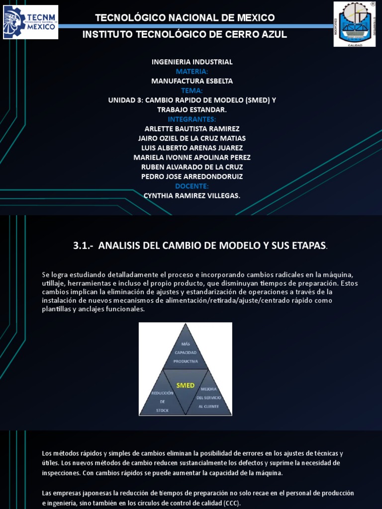 Unidad 3 Cambio Rapido Del Modelo (Smed) | PDF | Economias | Calidad ...