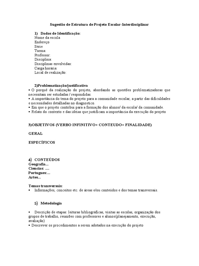 Modelo de Projeto Escolar | PDF