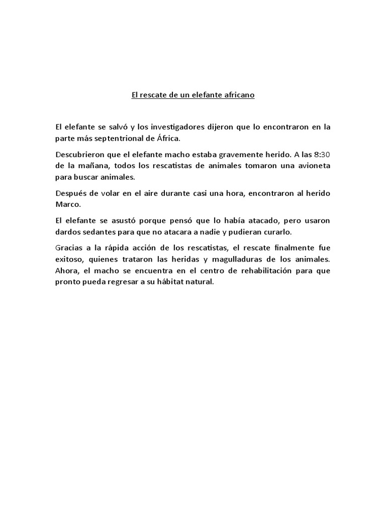 El Rescate de Un Elefante Africano | PDF