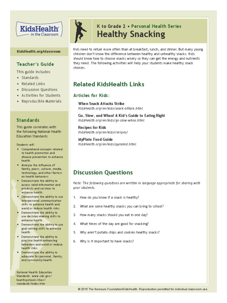 Healthy Snacking: Related Kidshealth Links | PDF | Nutrition | Diet ...