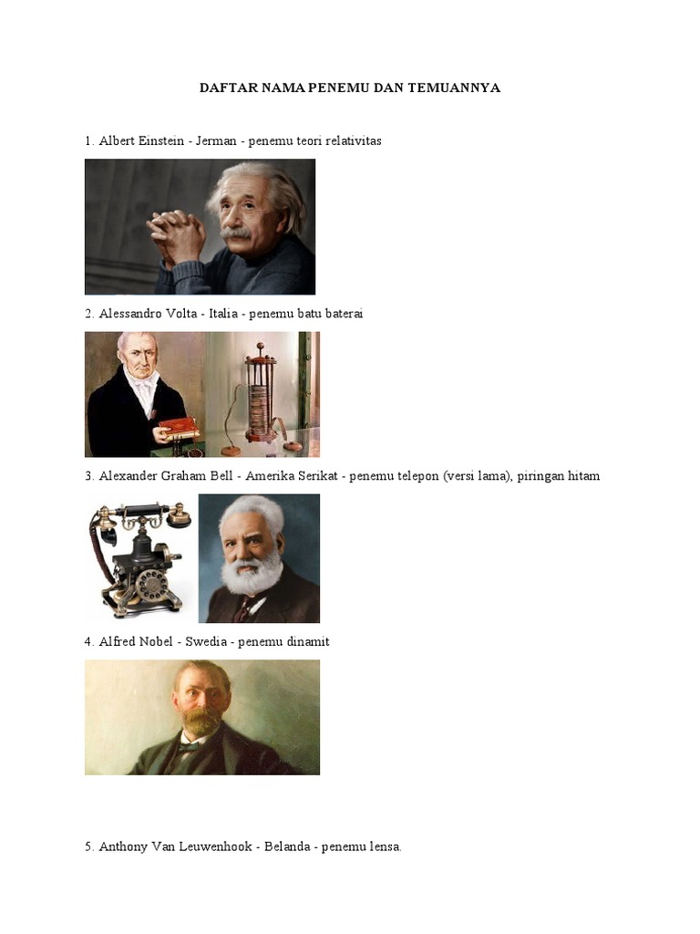 Daftar Nama Penemu Dan Temuannya | PDF