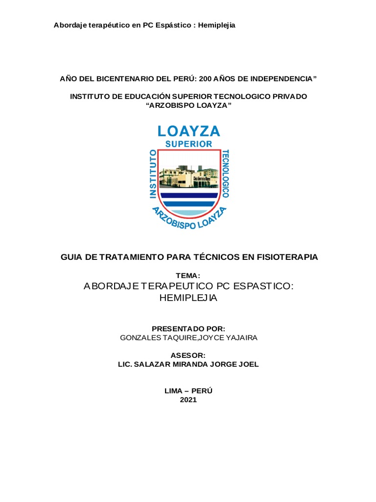 Abordaje Terapeutico en PC Espastico Hemiplejia | PDF | Hipotálamo ...