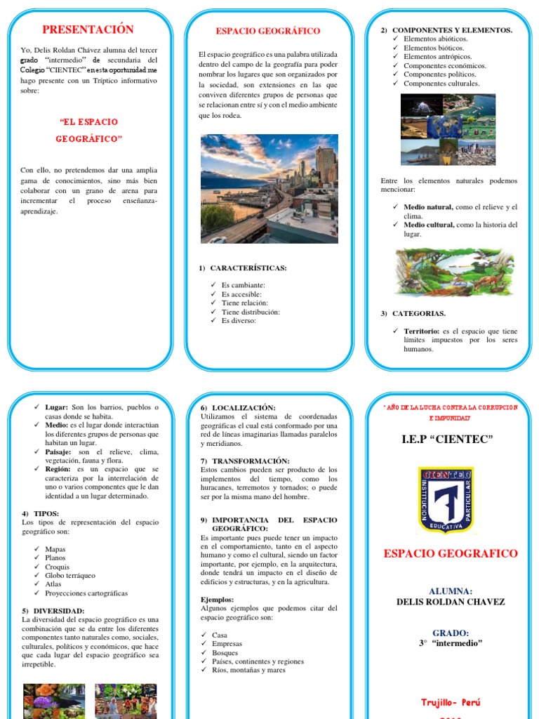 Triptico Espacio Geografico | PDF | Geografía | Paisaje