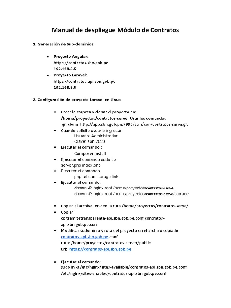 Manual de Despliegue Módulo de Contratos | PDF | Ingeniería de software | Contenido libre