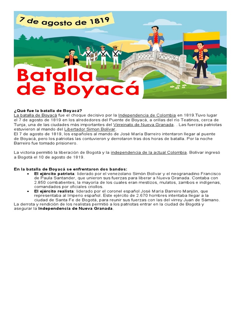 Batalla de Boyacá - RESUMEN | PDF