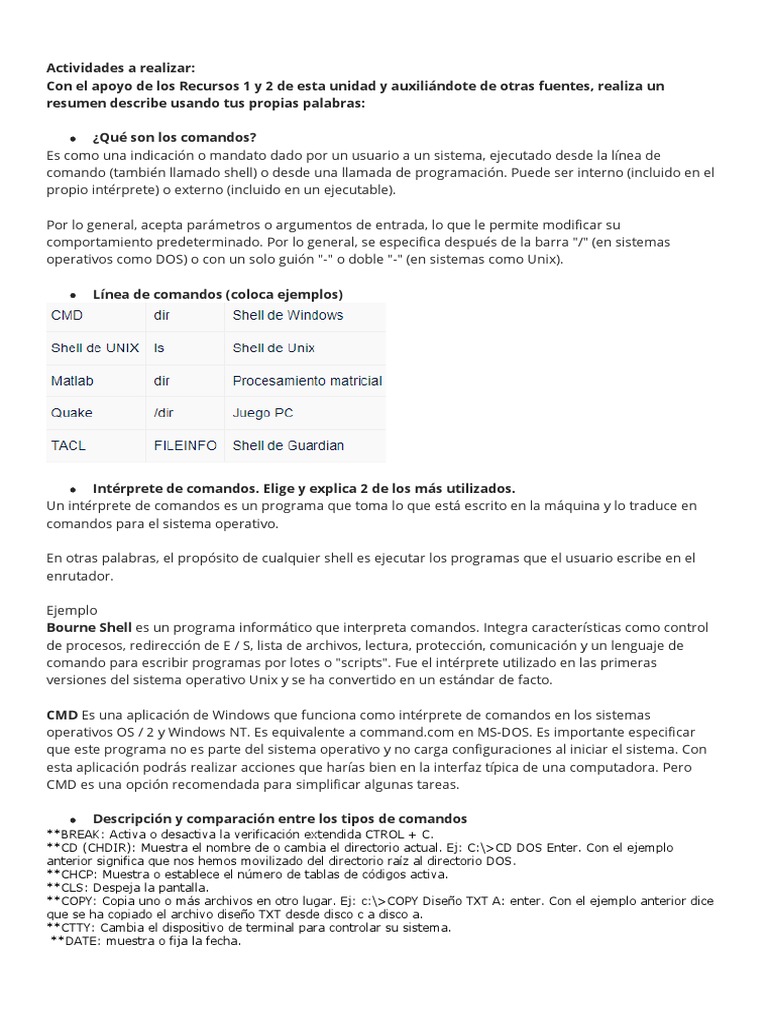 Comandos | Descargar gratis PDF | Interfaz de línea de comando ...