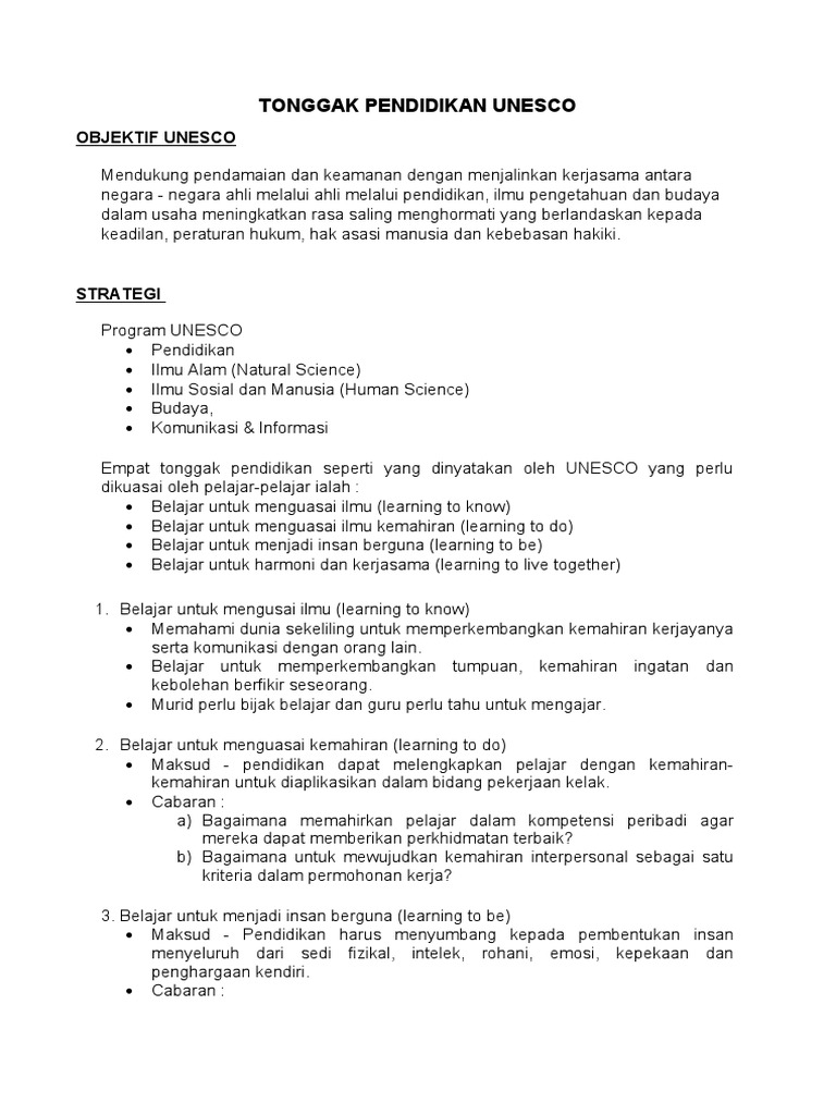 Tonggak Pendidikan UNESCO | PDF