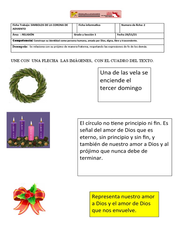 Ficha N°2 Los Simbolos de La Corona de Adviento | PDF