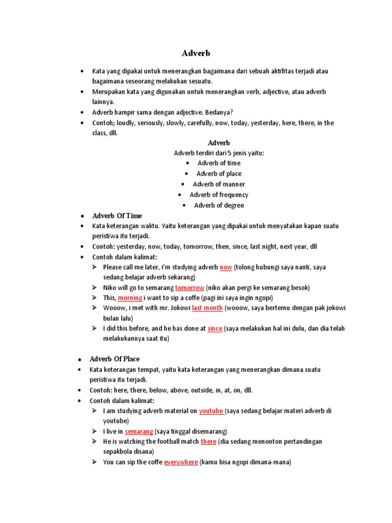 Types of Adverbs | PDF