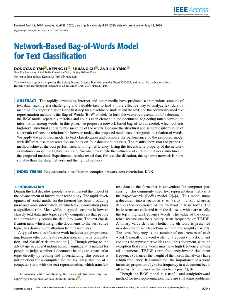 Network-Based Bag-Of-Words Model For Text Classification | PDF | Statistical Classification ...