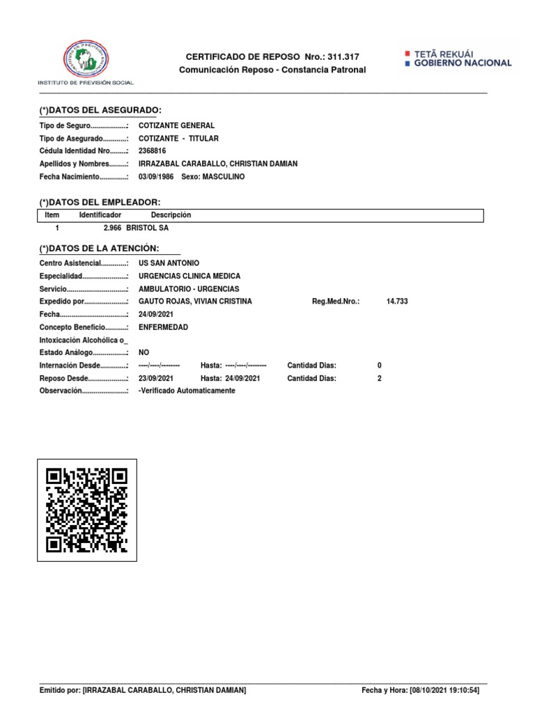 Certificado de Reposo Médico 2021 | PDF | Derecho