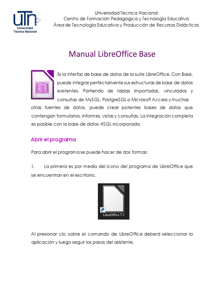 Manual de LibreOffice Base: Guía Completa | PDF | Tecnologia ...