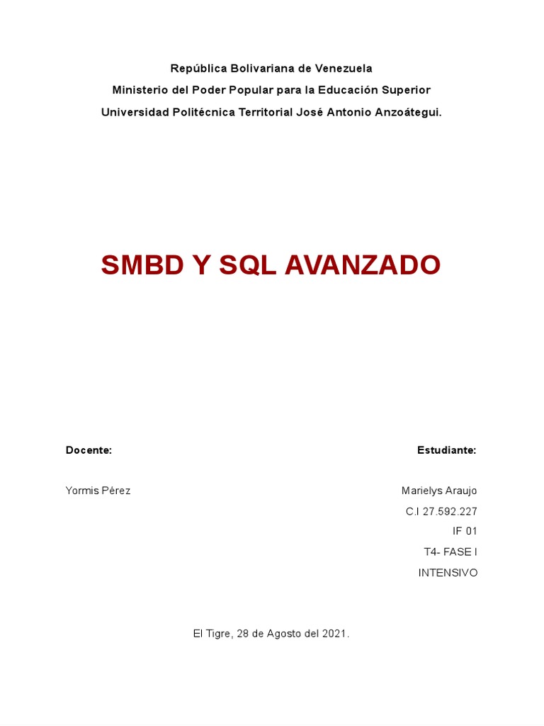SMBD y SQL Avanzado | PDF