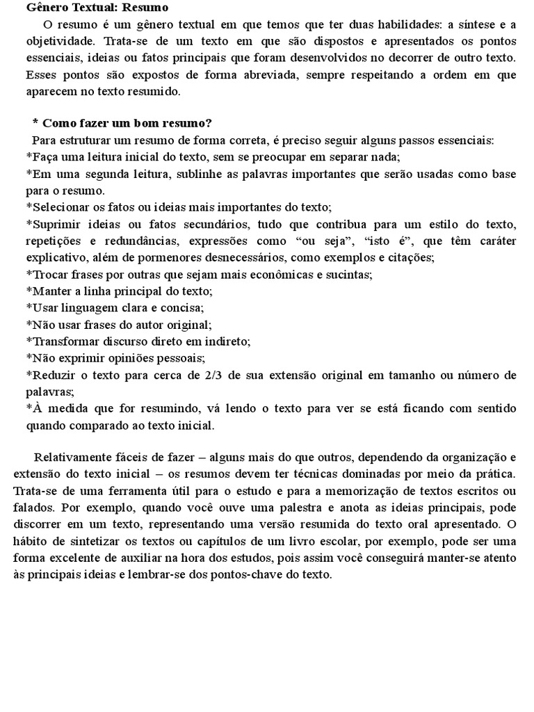 Gênero Textual - Resumo | PDF