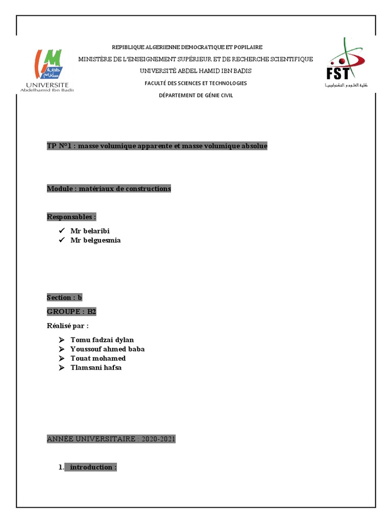 TP MDC 1 | Download Free PDF | Densité | La nature