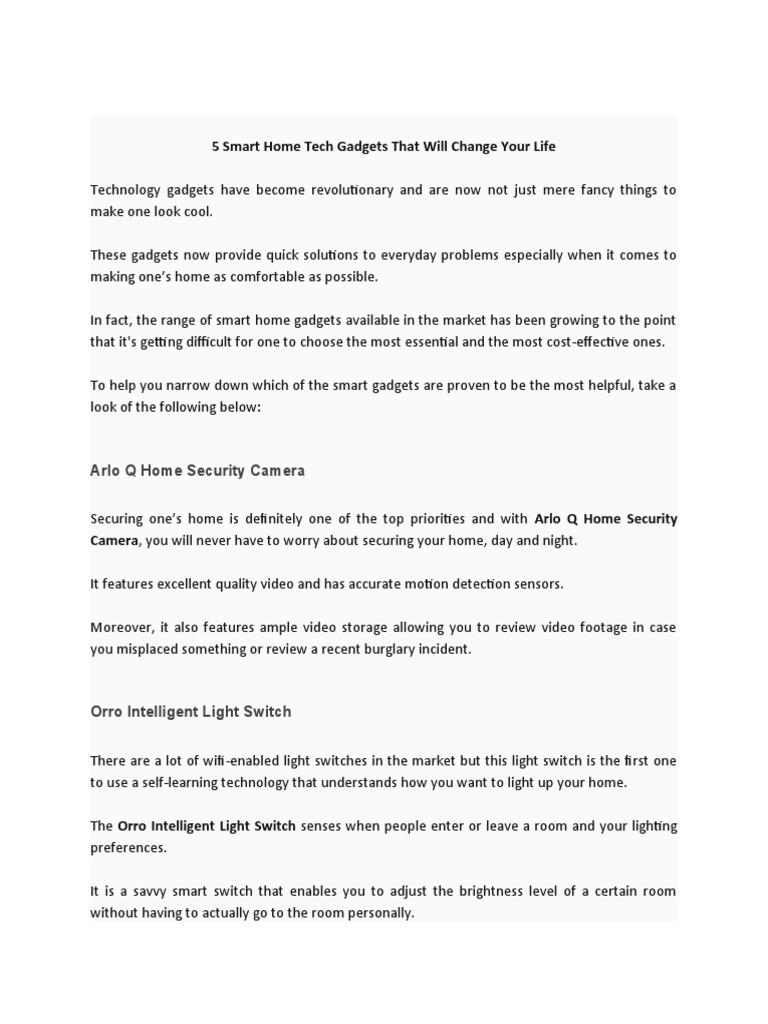 5 Smart Home Tech Gadgets That Will Change Your Life | PDF | Thermostat