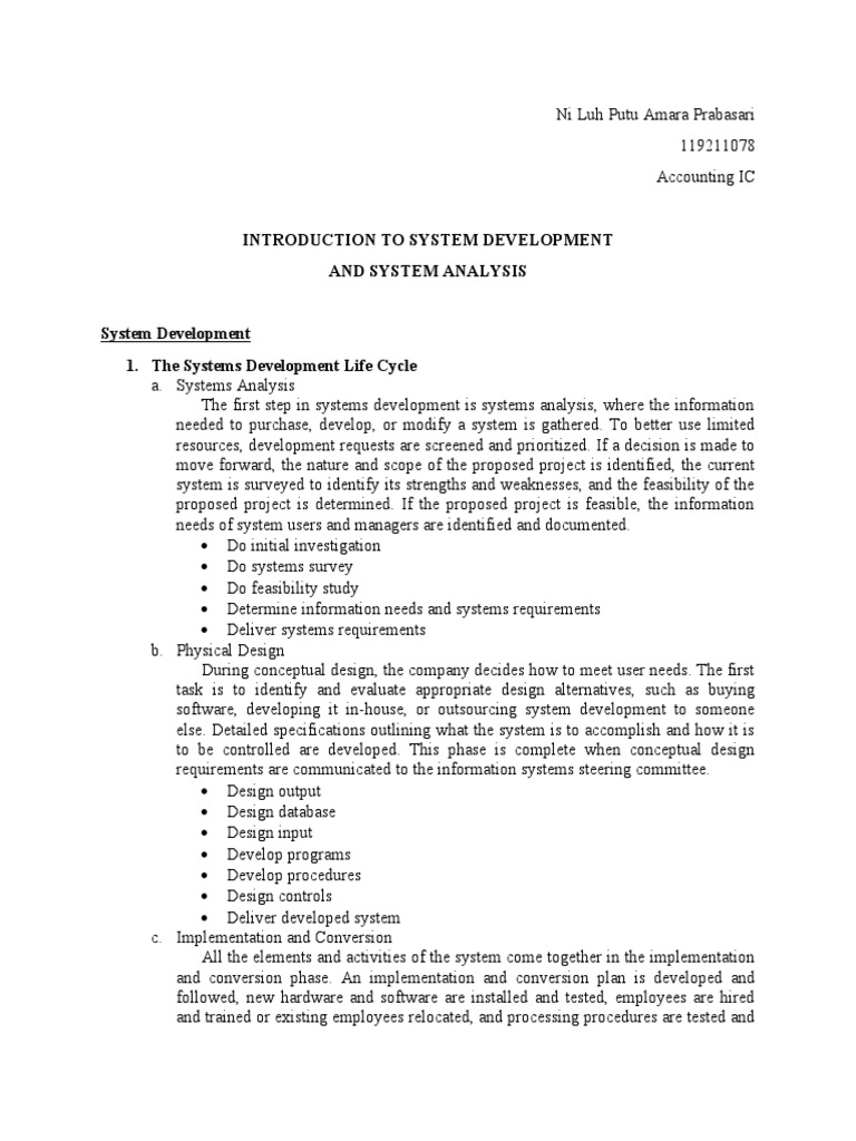 Chapter 20 Introduction To System Development and System Analysis ...