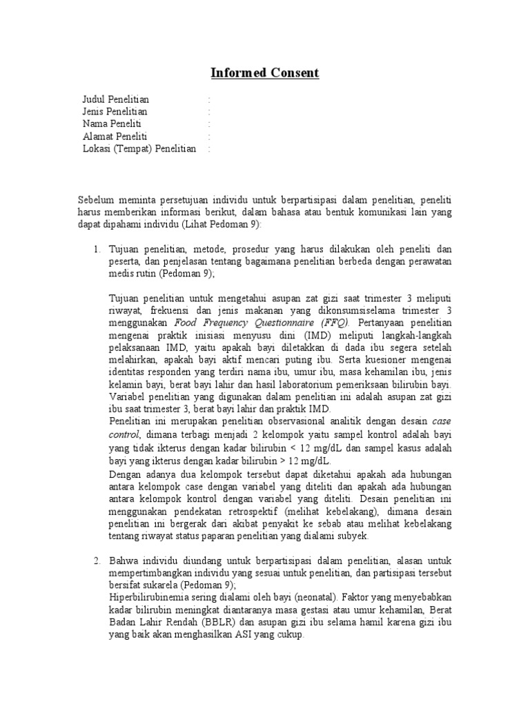 Informed Consent Lengkap - Contoh | PDF