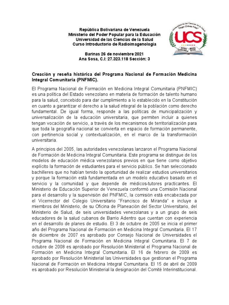 Historia y Creación de la UCS | PDF | Venezuela | Hugo Chavez