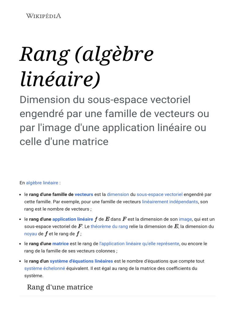 Calcul du rang d'une matrice | PDF | Matrice (Mathématiques) | Espace ...