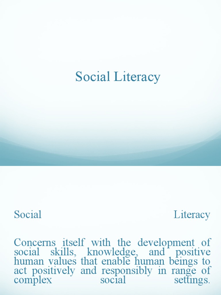 Social Literacy Skills | PDF | Conversation | Psychology