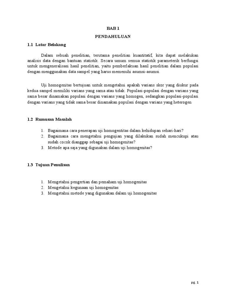 Uji Homogenitas dalam Statistik | PDF
