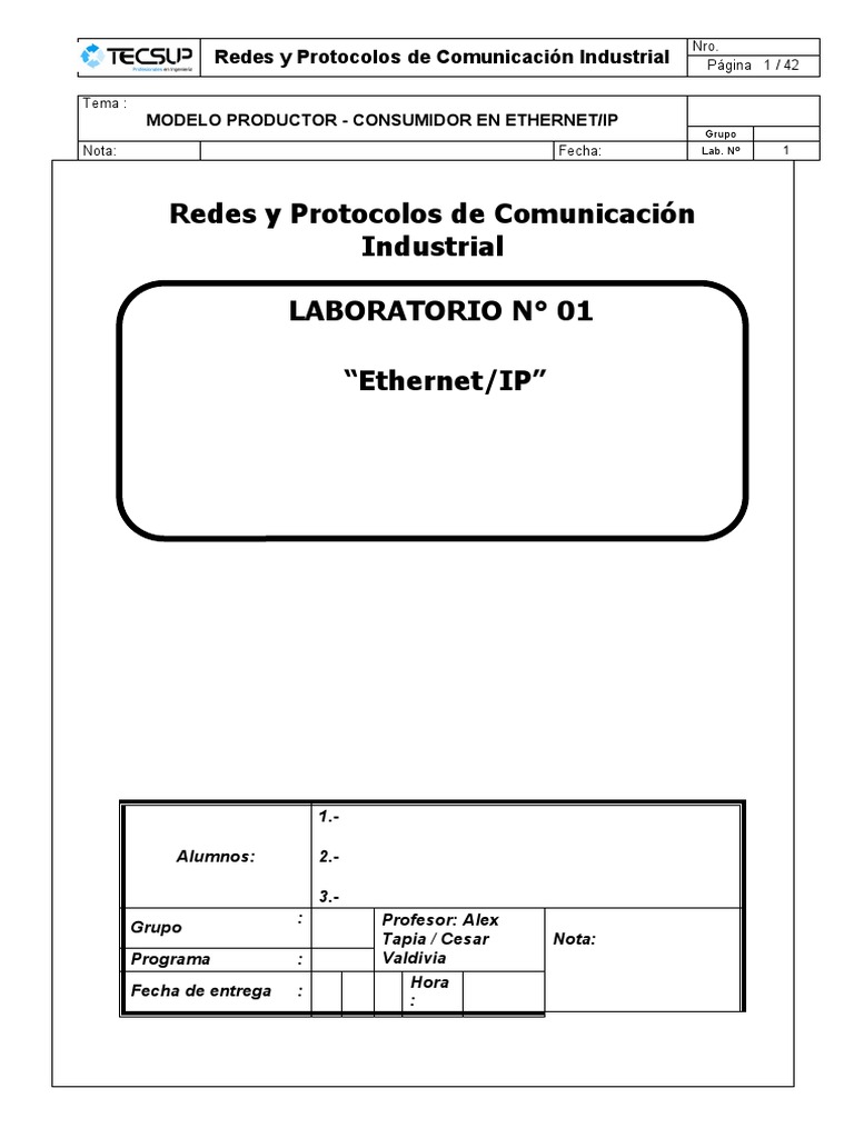 Lab 01 - EtherNet - IP | PDF | Protocolos de internet | Ethernet