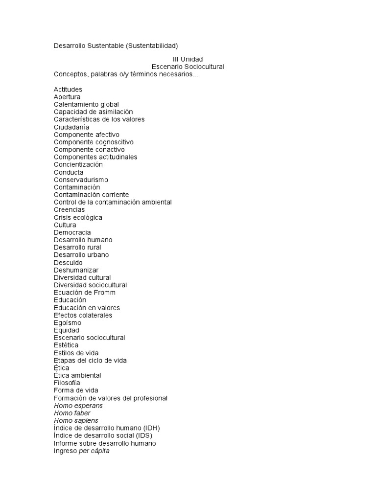Des Sust Palabras Clave | PDF | Desarrollo sostenible | Sustentabilidad