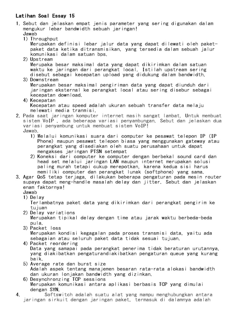 Latihan Soal Essay 15 Pdf