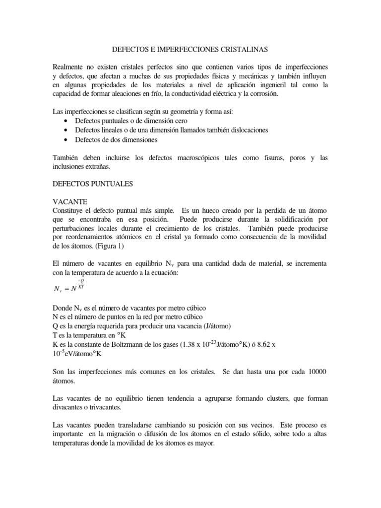Defectos e Imperfecciones en Cristales | PDF | Dislocación | Rieles