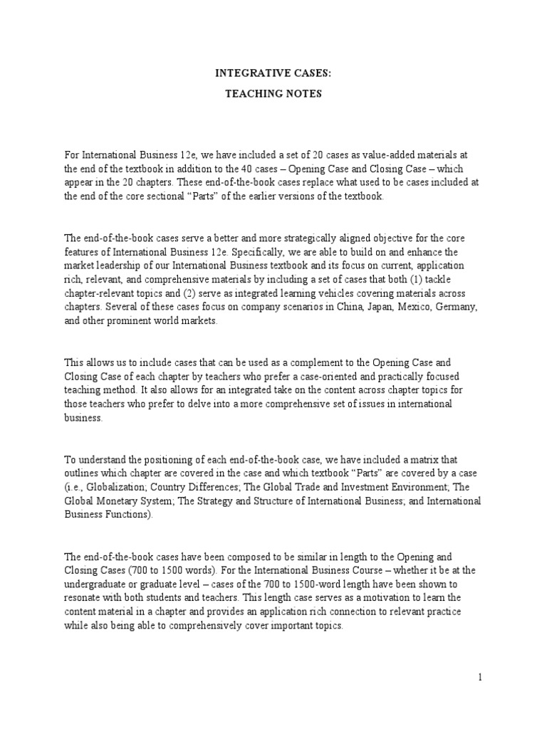 Integrative Cases: Teaching Notes | PDF | Myanmar | Venezuela