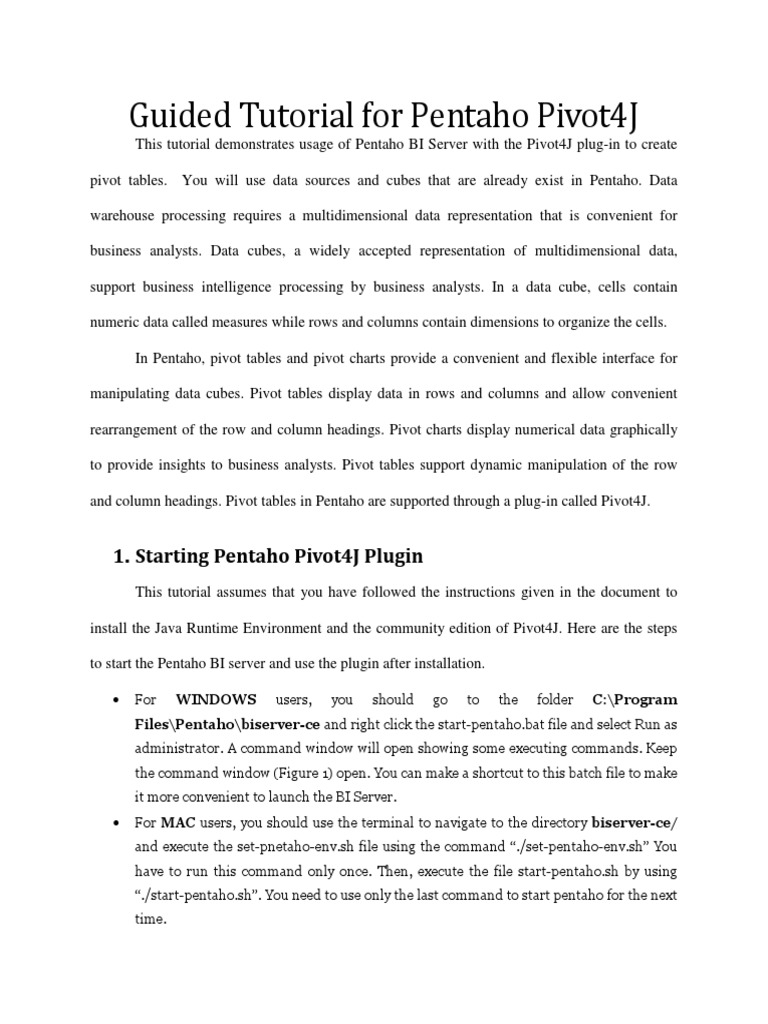 Guided Tutorial For Pentaho Pivot4J | PDF | Command Line Interface | Computer File