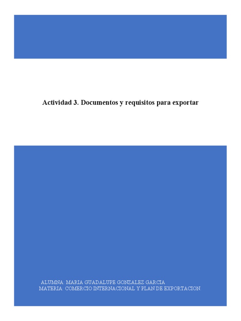Actividad 3. Documentos y Requisitos para Exportar | PDF | Exportaciones | Arancel