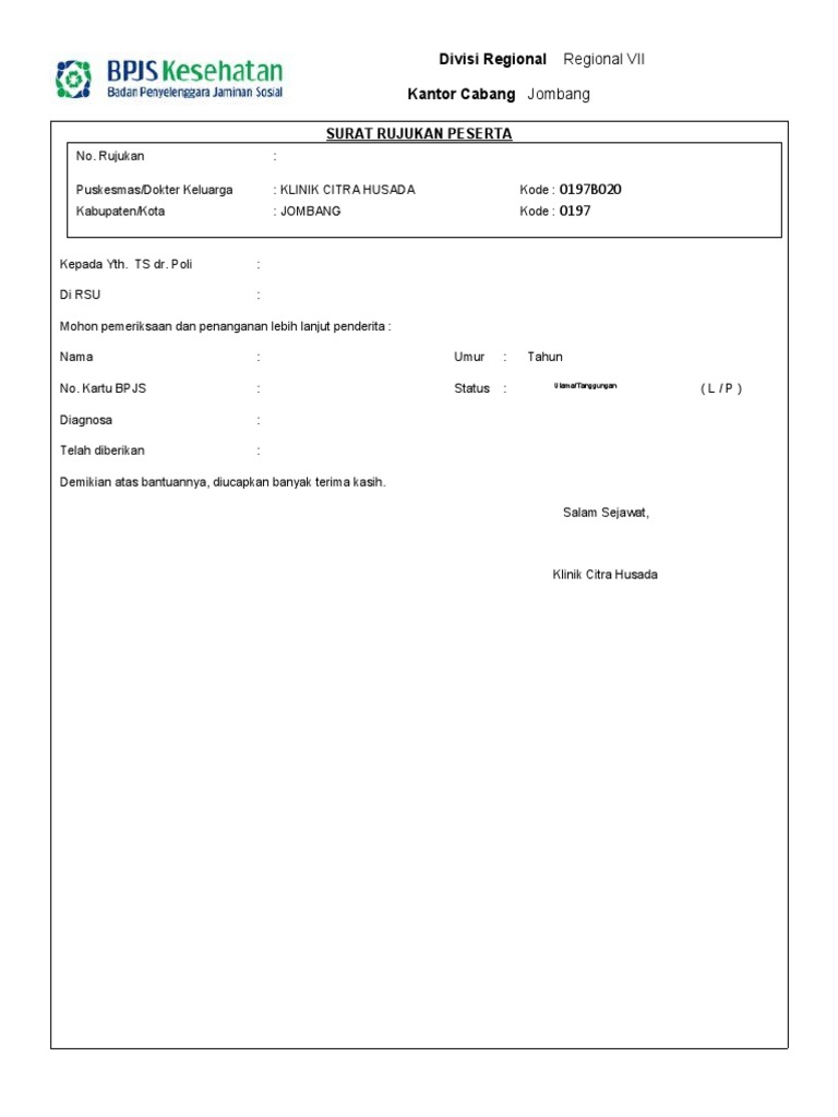 Surat Rujukan Bpjs | PDF
