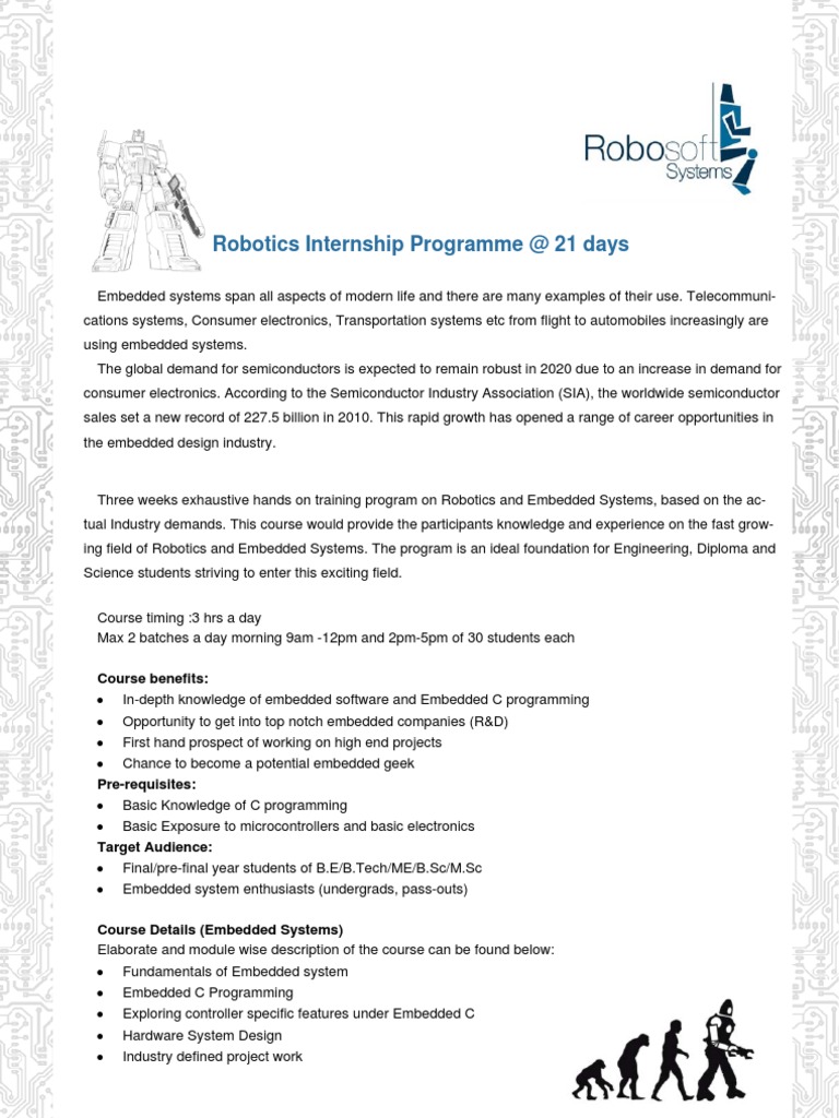 Robotics Internship Programme at 21 Days: Course Benefits | PDF | Vhdl ...