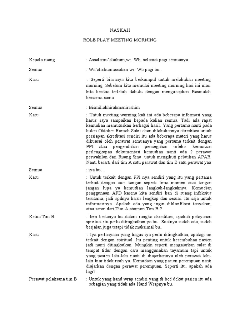 Naskah Role Play Meeting Morning | PDF