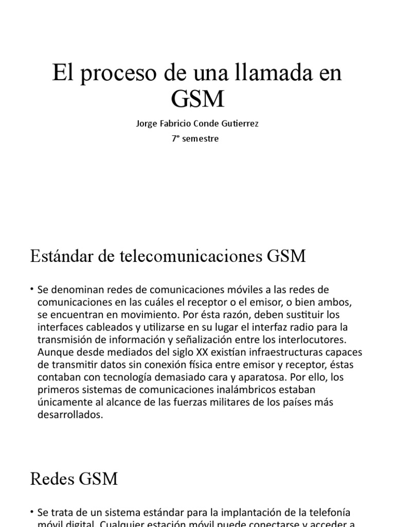 Proceso de Llamadas en Redes GSM | PDF | Gsm | Red de computadoras