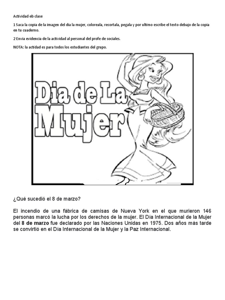 Actividad sobre el Día de la Mujer | PDF | Ciencias sociales | Arte