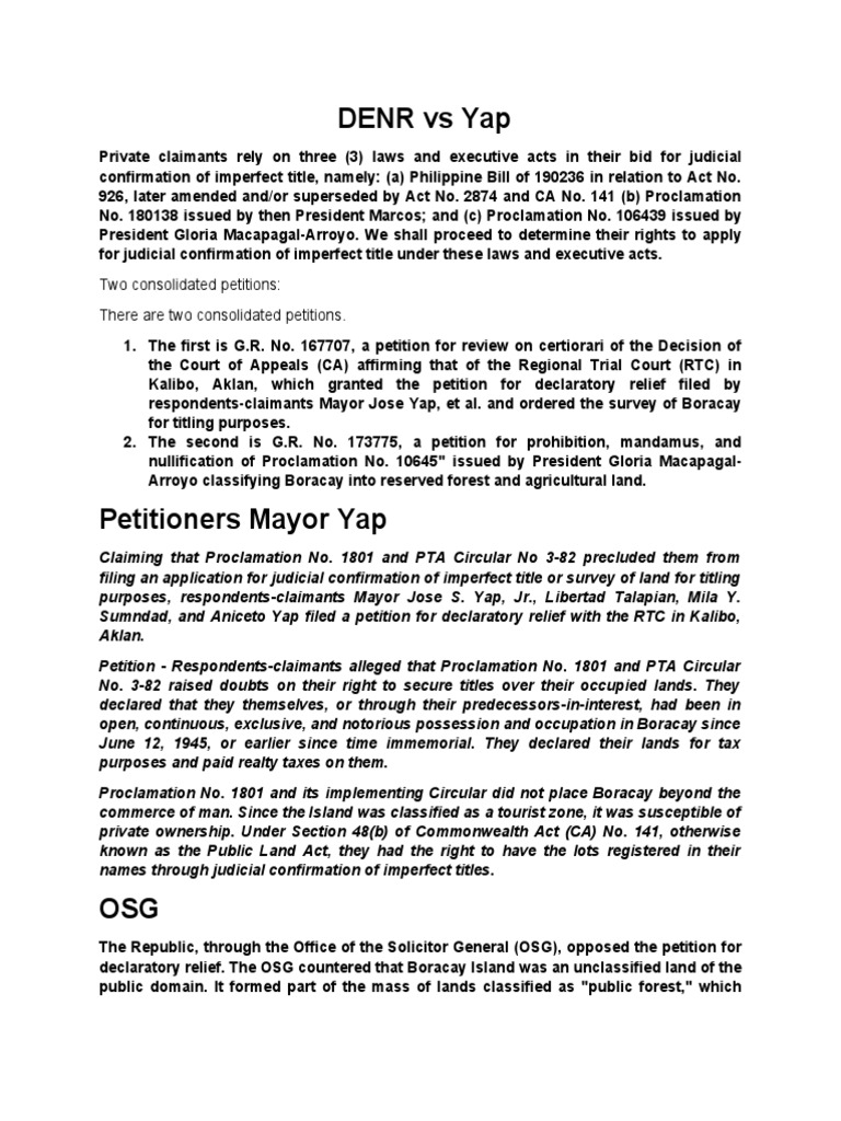 DENR Vs YAP JD - Joseph Dery | PDF | Certiorari | Philippines