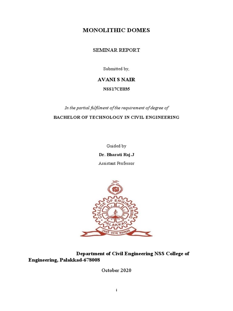 Seminar Report-Model | PDF | Concrete | Dome