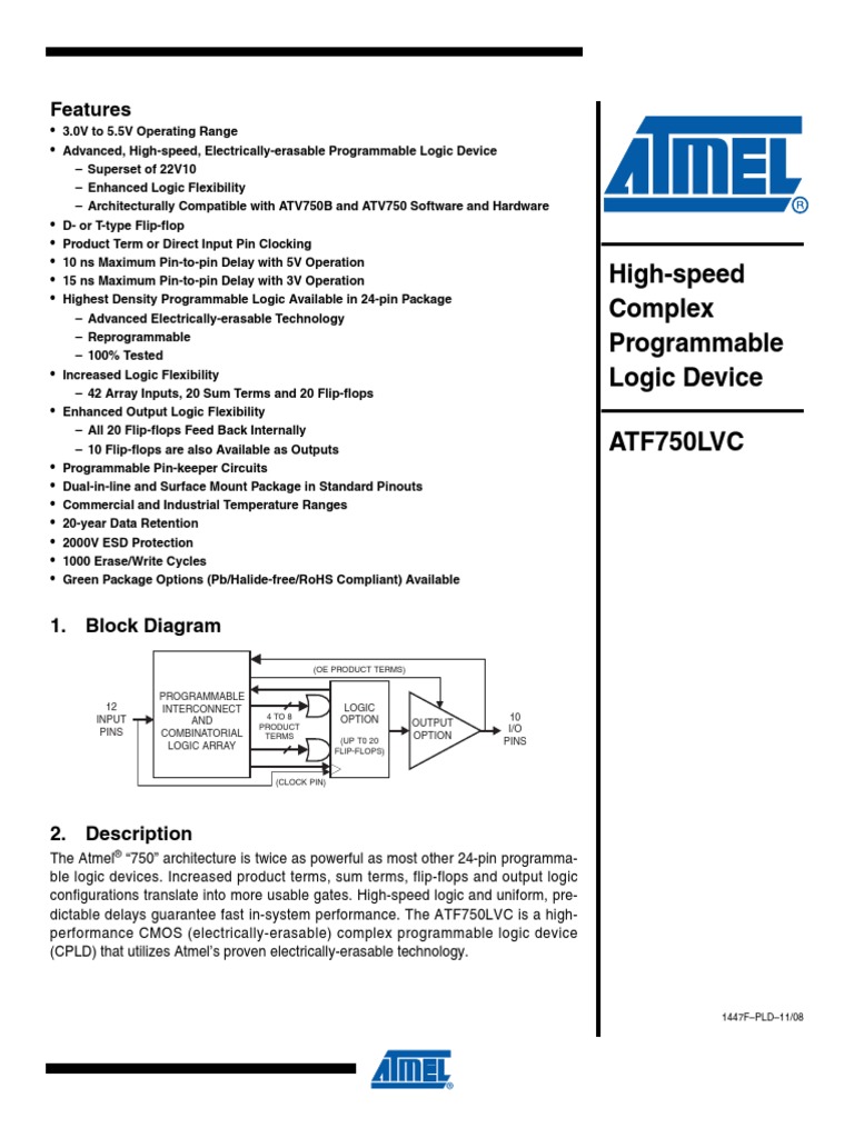 High-Speed Complex Programmable Logic Device ATF750LVC: Features | PDF ...