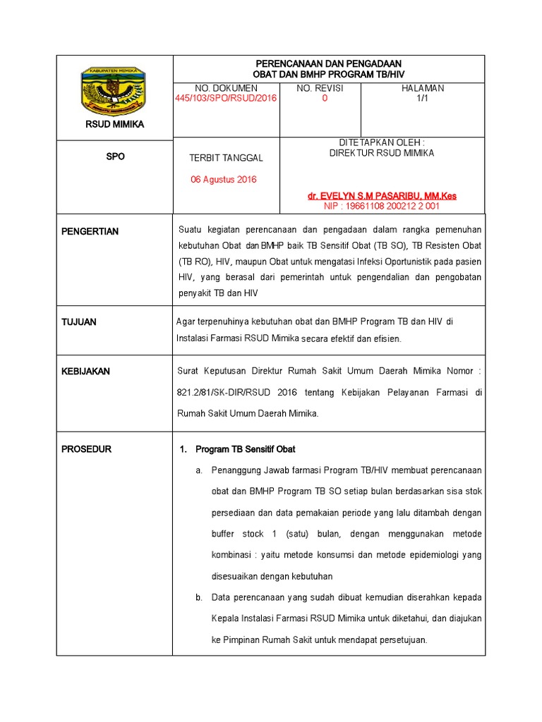 Spo Perencanaan Obat Dan BMHP Program | PDF