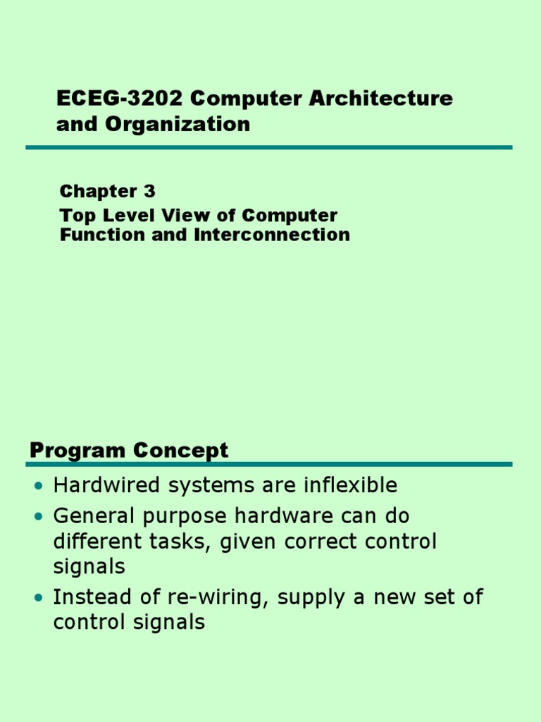 Eceg 3202 Computer Architecture And Organization Top Level View Of Computer Function And 