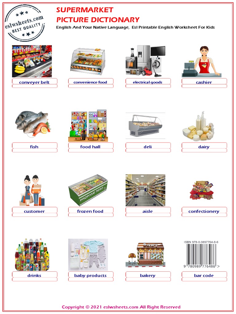 English and Your Native Language Supermarket Esl Printable English ...